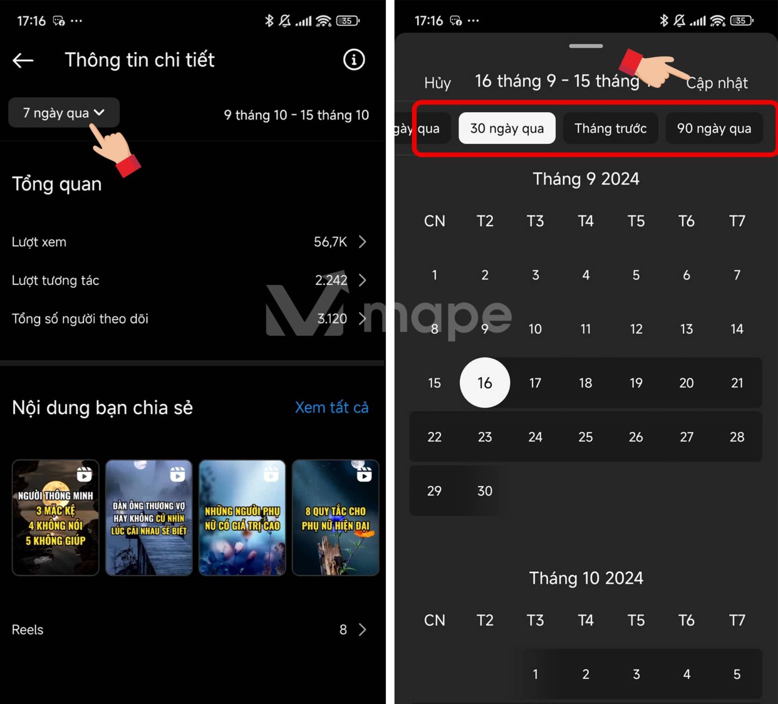 Cách xem các chỉ số trên Instagram - Mape Academy