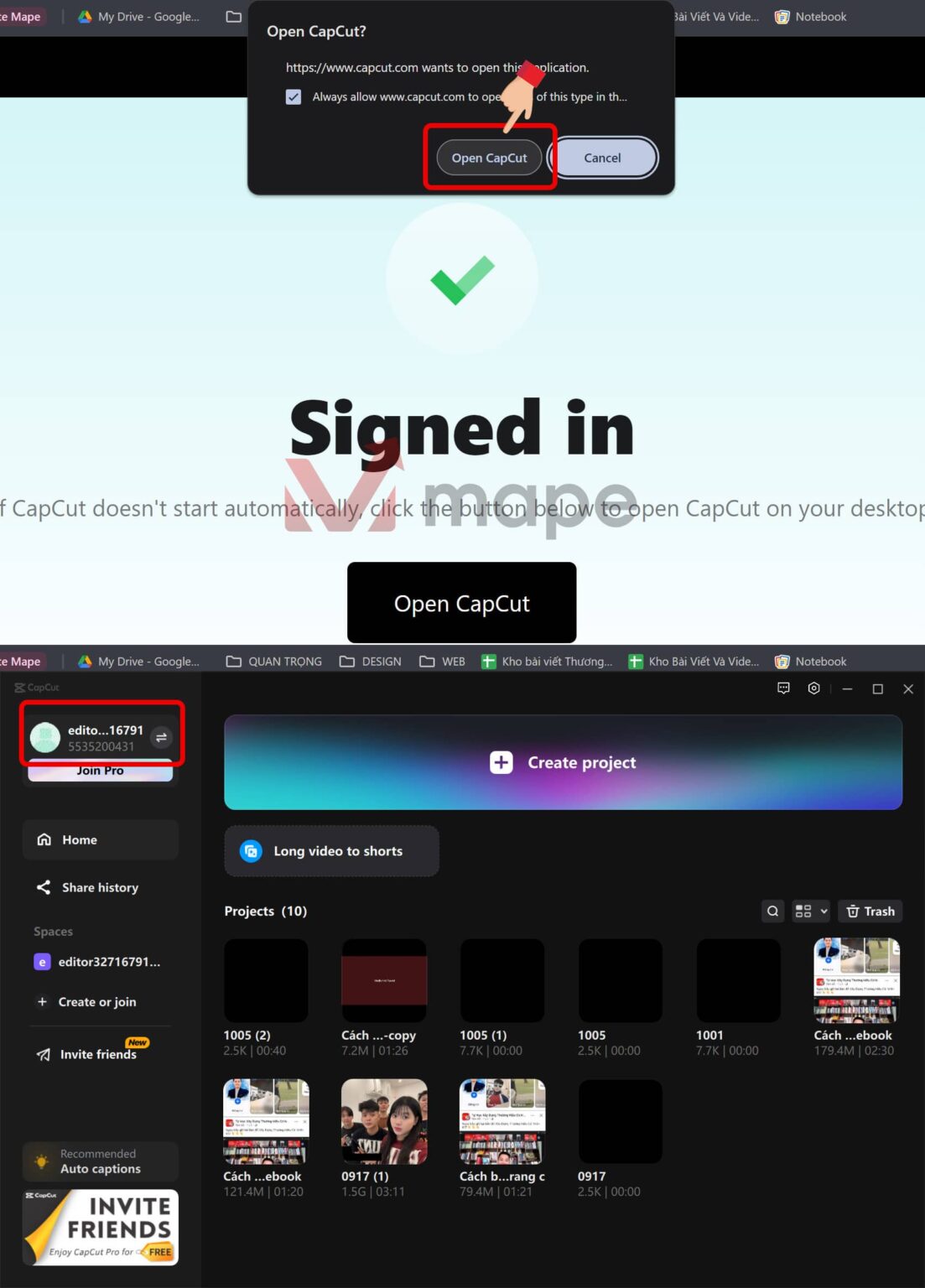 Cách cài đặt, đăng nhập CapCut trên máy tính và điện thoại - Mape Academy
